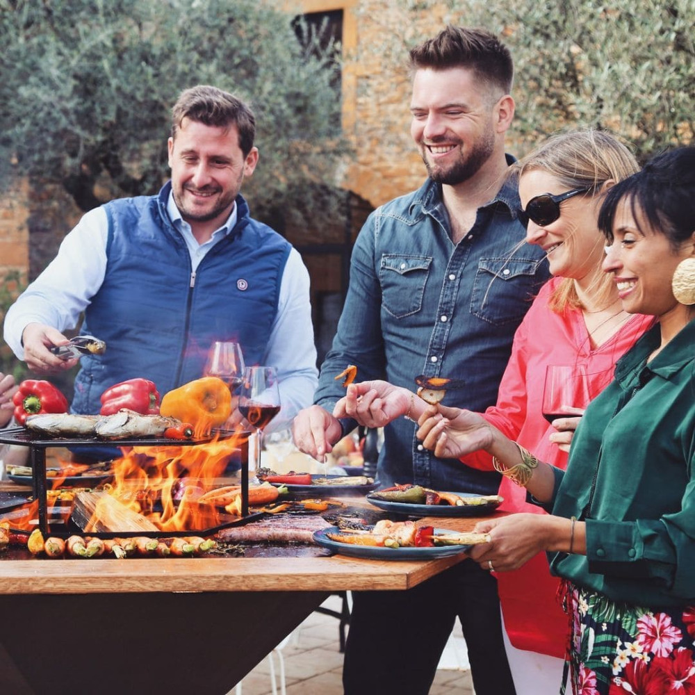 Brasero plancha HEXAGONE Festin 105cm finition corten