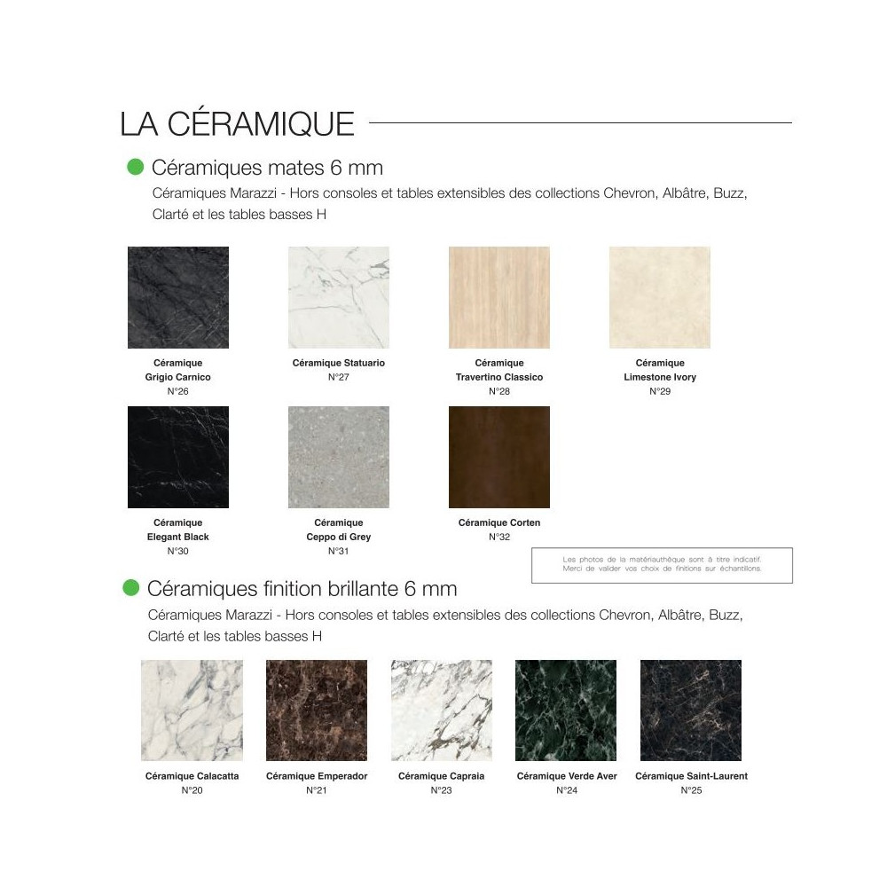 Bureau Buzz Dasras céramique bois chêne ou noyer - 10 finitions 2 dimensions