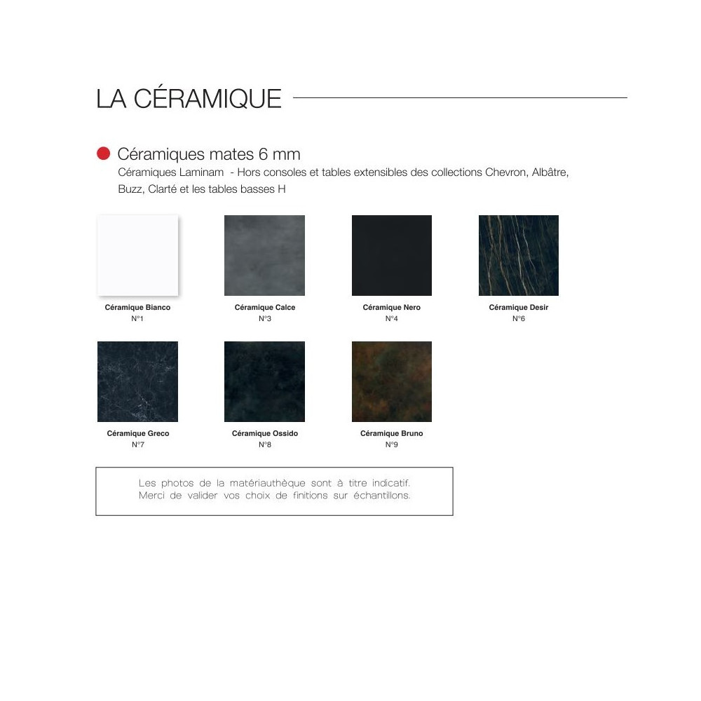 Bureau Buzz Dasras céramique bois chêne ou noyer - 10 finitions 2 dimensions