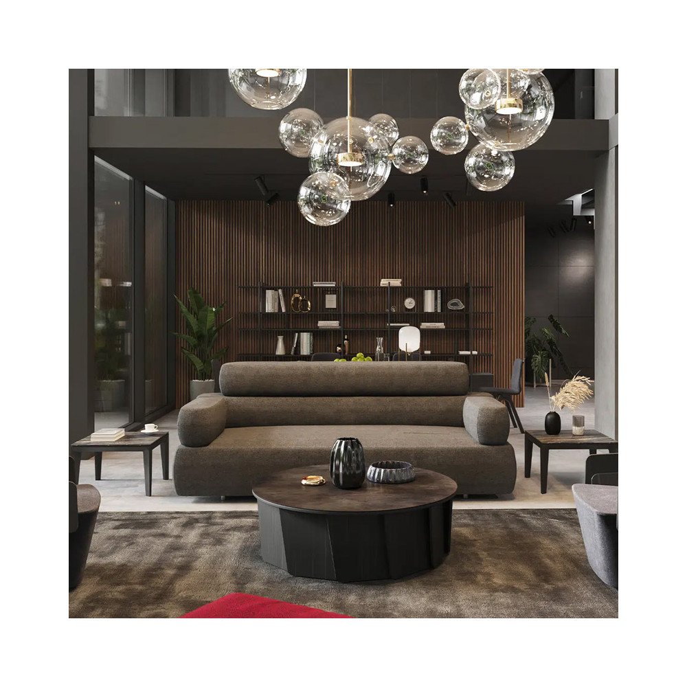 Table basse Volute Dasras céramique bois chêne ou noyer - 10 finitions 3 tailles