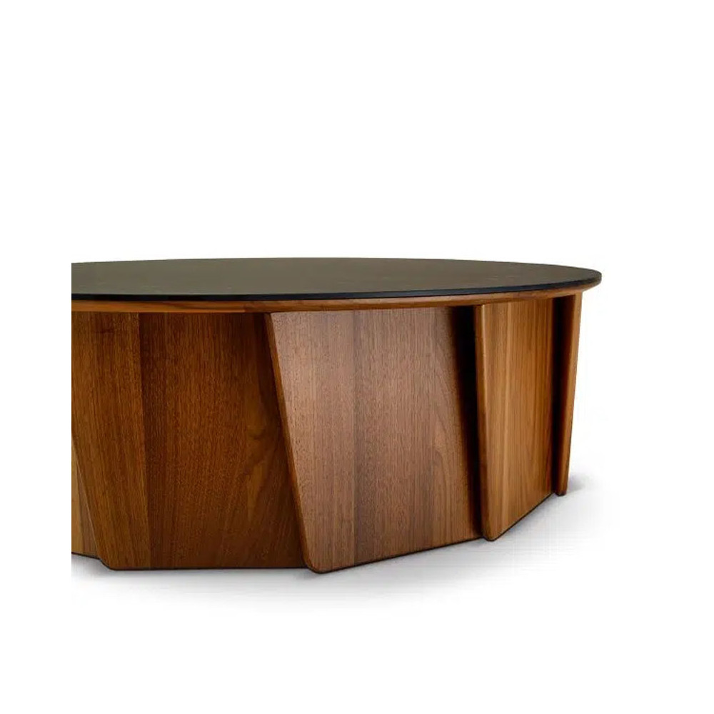 Table basse Volute Dasras céramique bois chêne ou noyer - 10 finitions 3 tailles