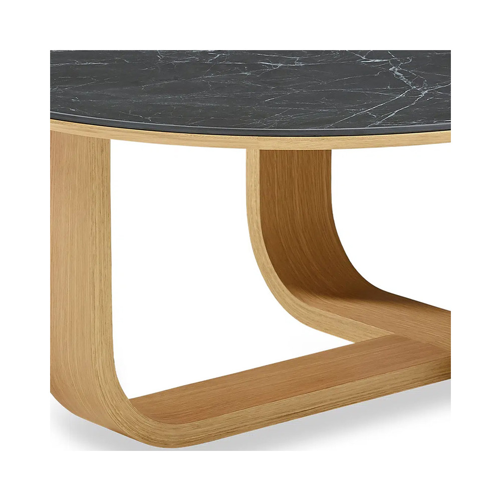 Table basse ronde Luge Dasras céramique bois chêne - 9 finitions 3 tailles