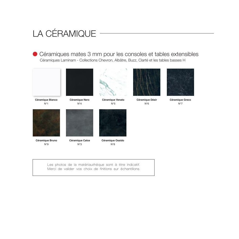 Table basse carrée Snack Dasras céramique bois chêne ou noyer - 10 finitions 3 tailles