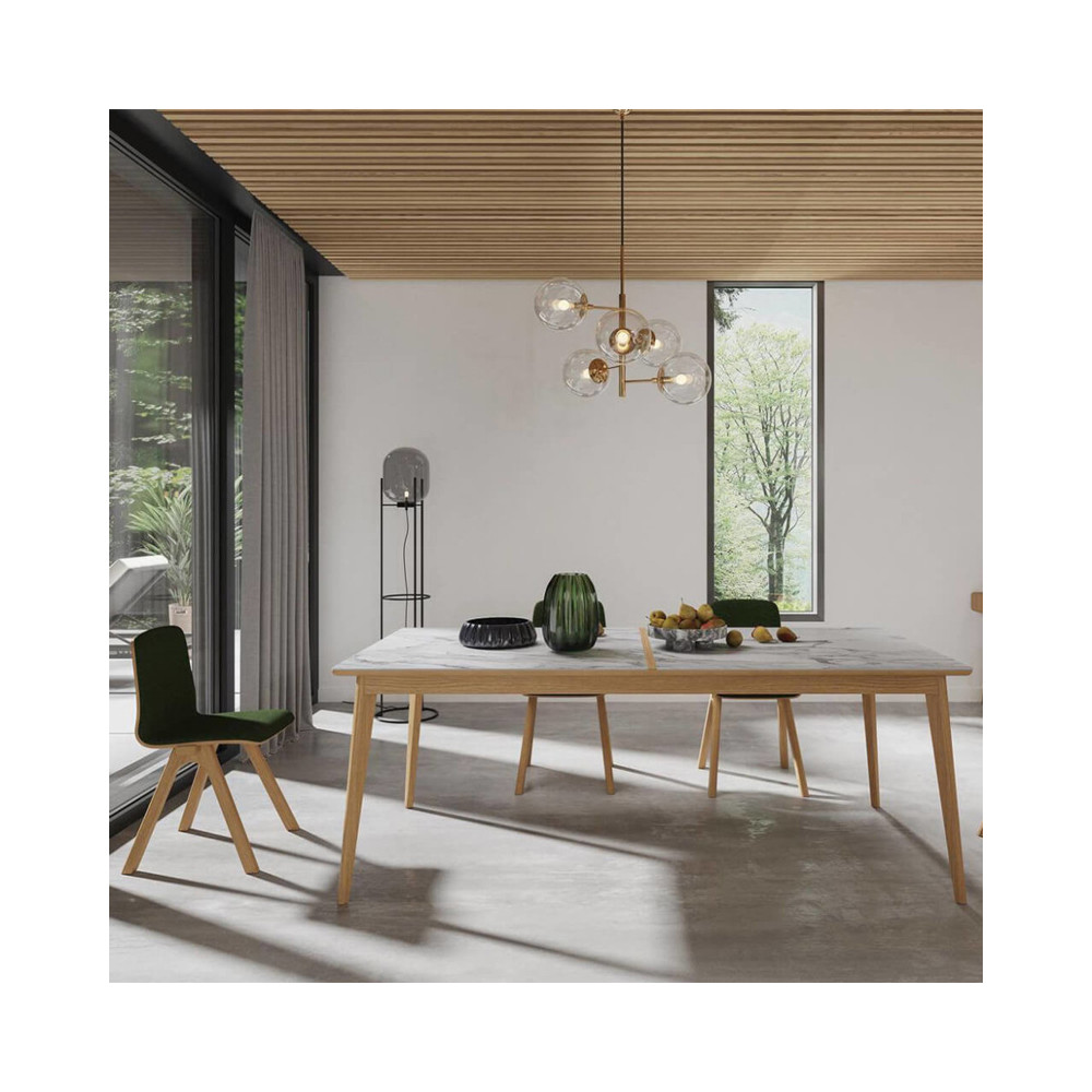 Table à manger fixe Paul Dasras céramique bois chêne ou noyer - 10 finitions 17 tailles