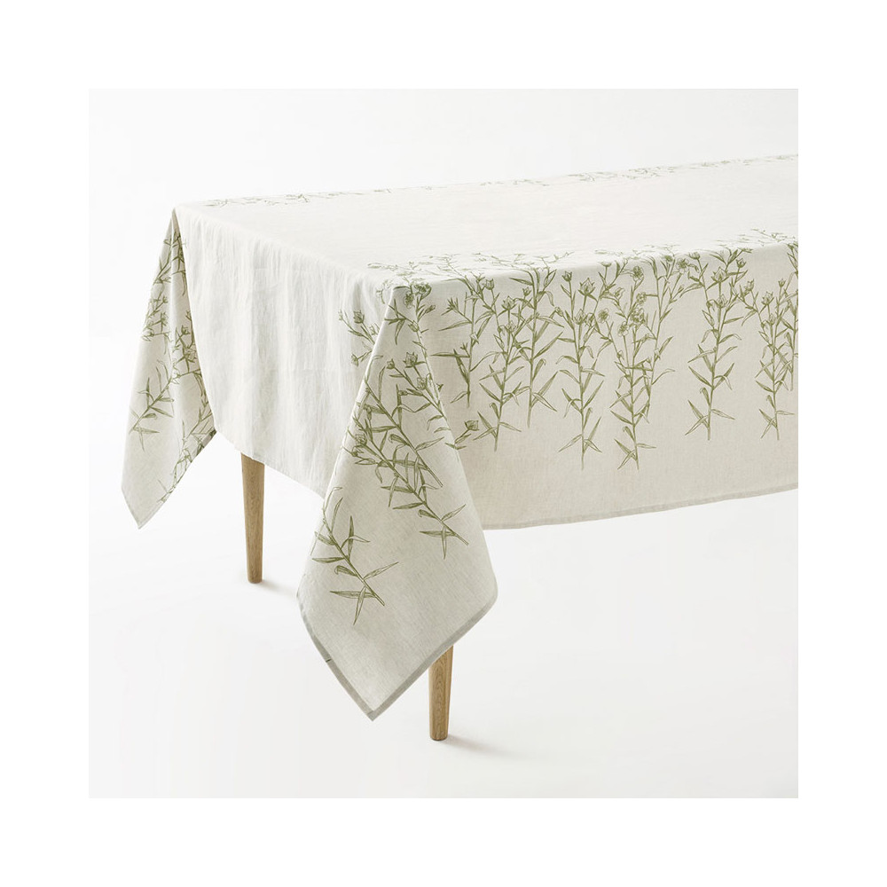 Nappe Botanique 100% lin Charvet Mousse 175x230cm
