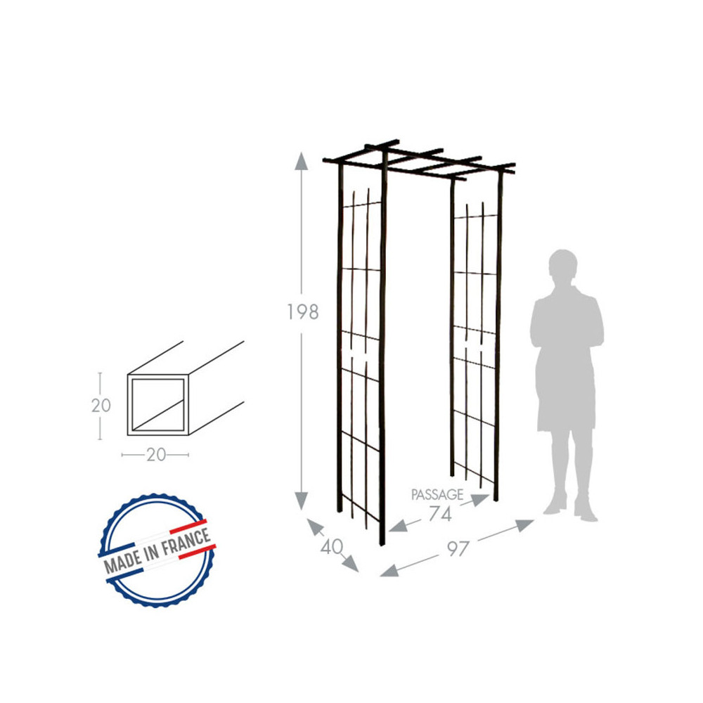 Pergola Louis Moulin modèle Etroit fer vieilli en acier
