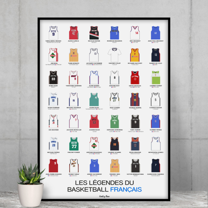 Affiche WALL OF FAME Légendes du Basket Français format A3