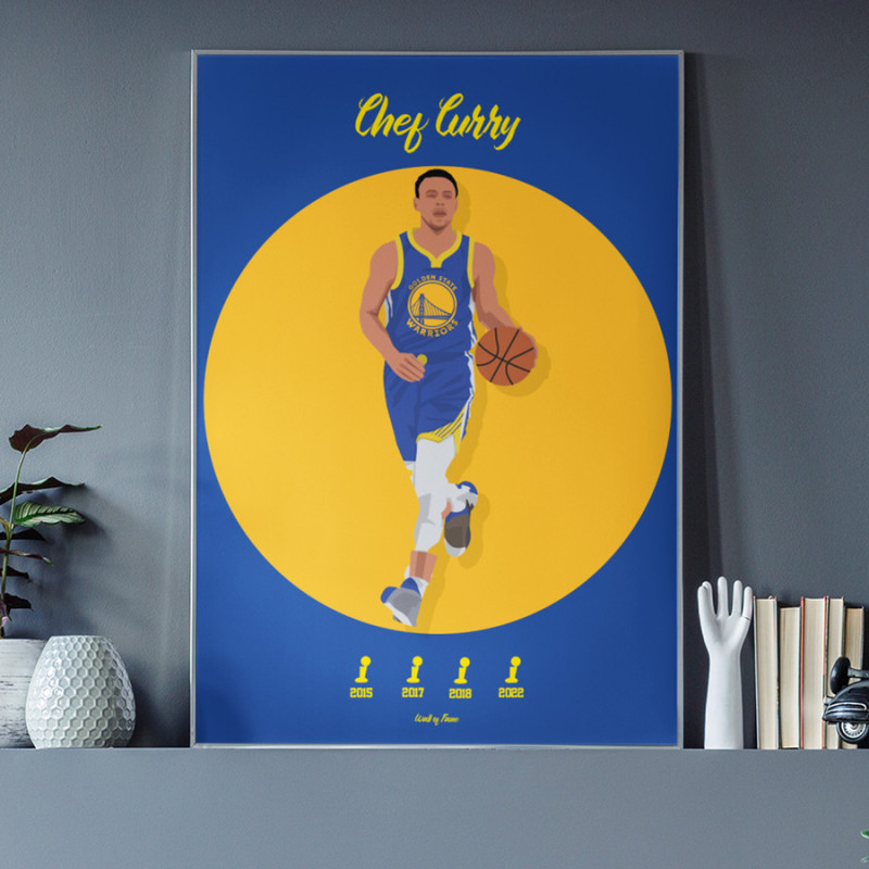 Affiche WALL OF FAME hommage Basket Stephen Curry format A3