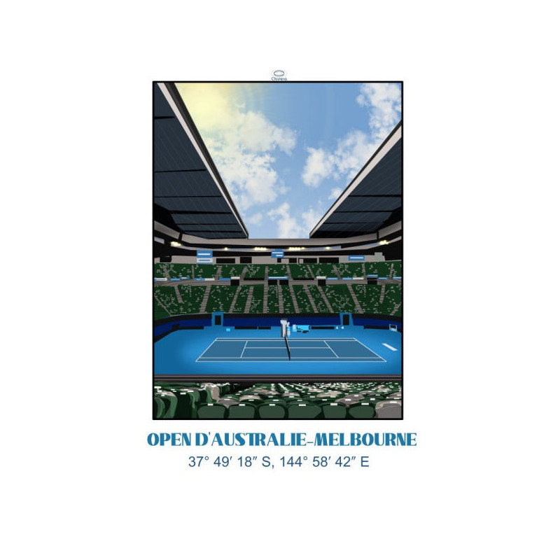Affiche TRENTE A du Stade de l'Open d'Australie Melbourne 50x70cm